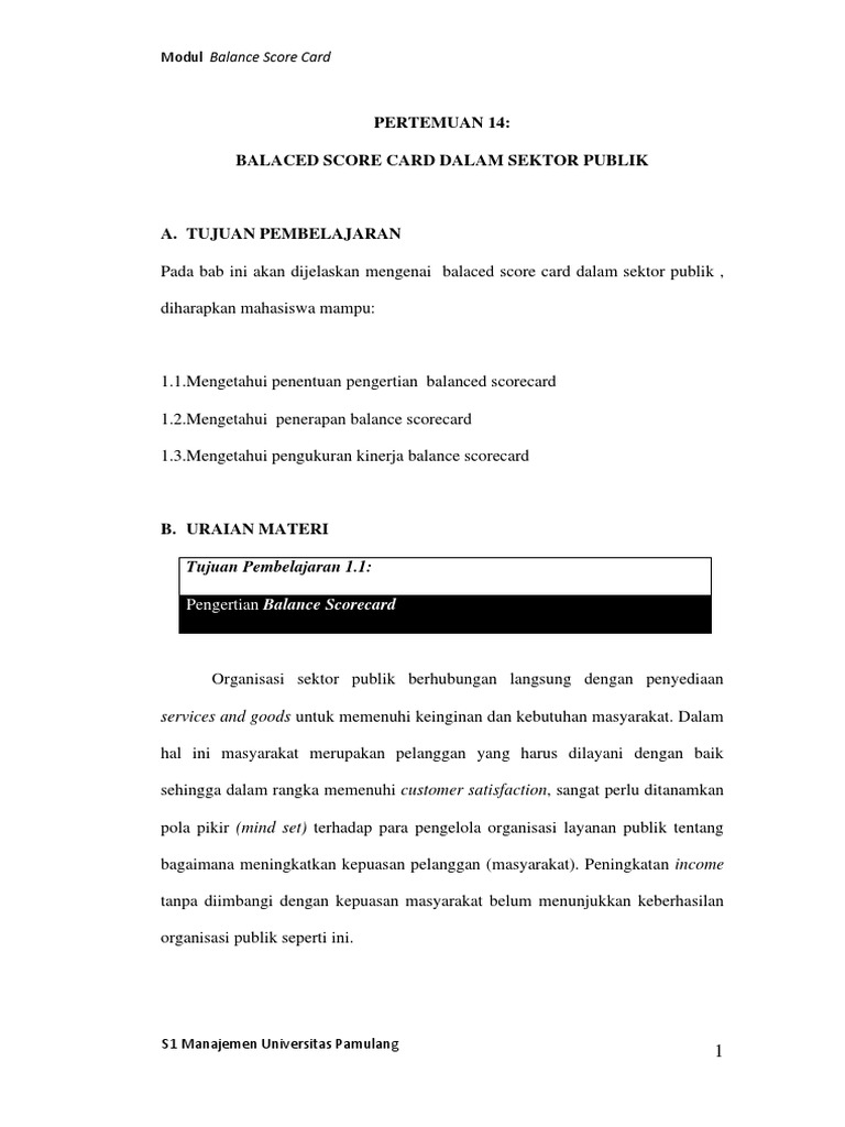 Balanced Scorecard Sektor Publik | PDF | Bisnis