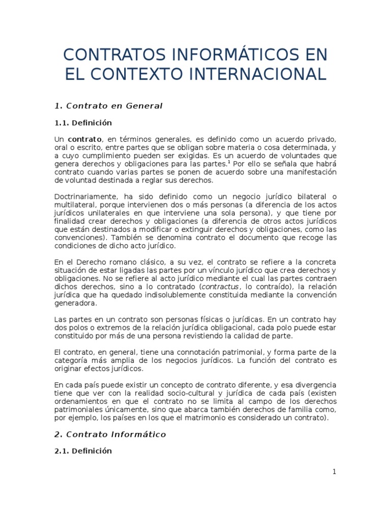 Contratos Informáticos en El Contexto Internacional | PDF | Clave ...