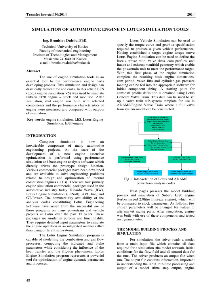 Simulation of Automotive Engine in Lotus Simulation Tools: Transfer ...