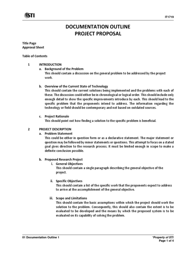 Documentation Outline Project Proposal: Property of STI | PDF | Scope ...