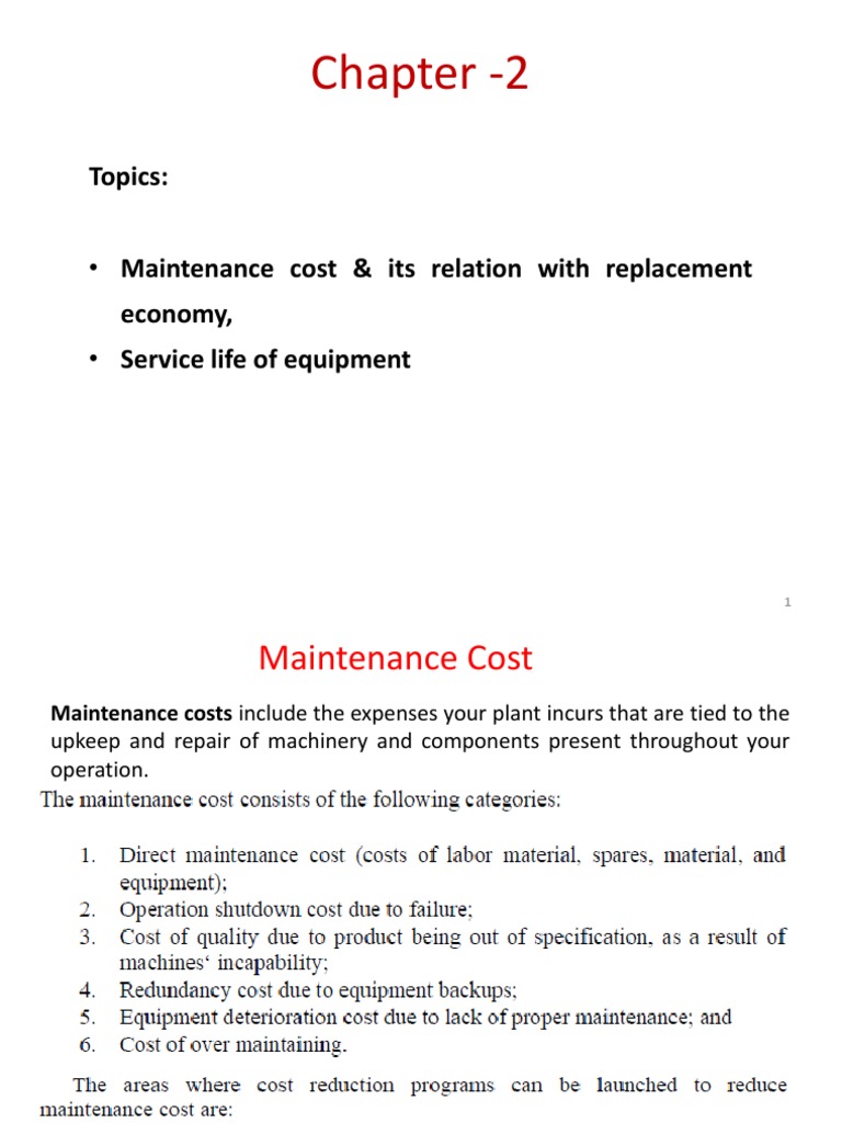 Maintenance Cost & Equipment Replacement | PDF | Mechanical Engineering ...