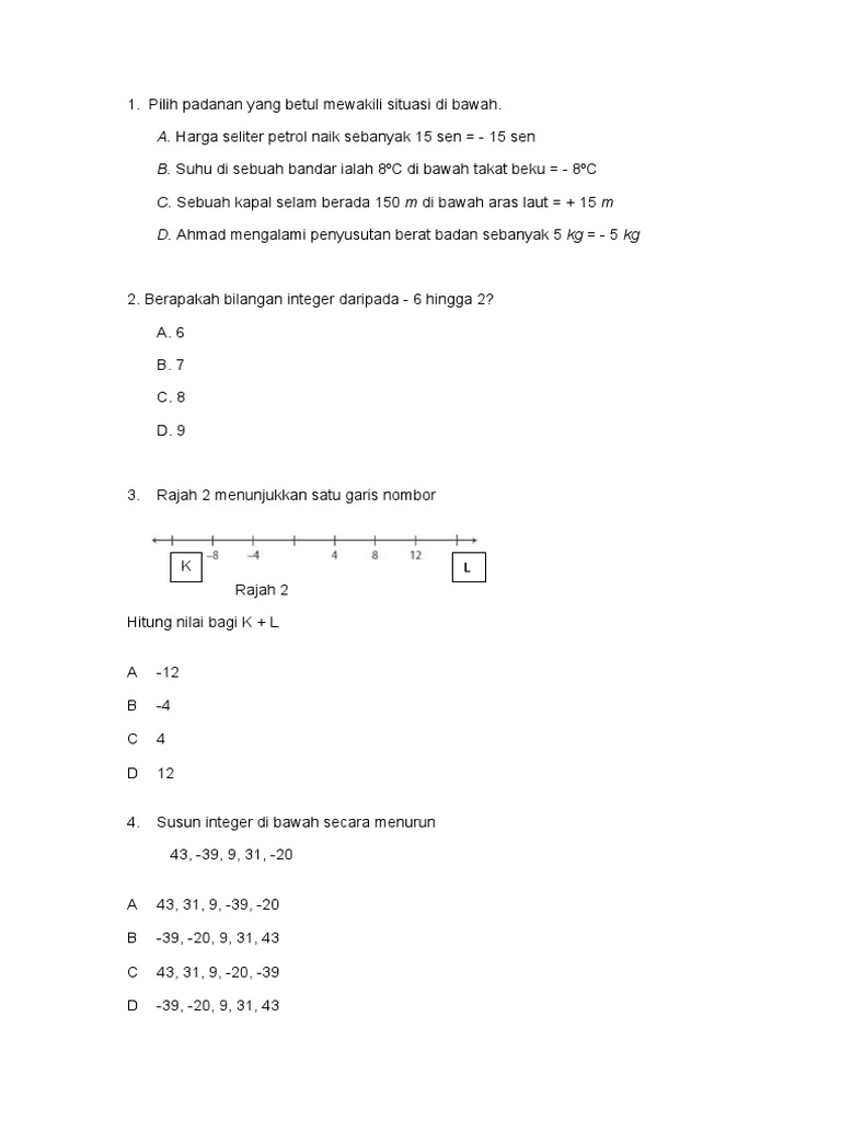 Latihan PKP MATHS Nombor Nisbah | PDF