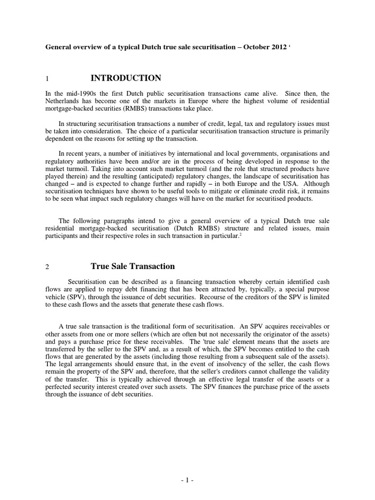 Dutch RMBS Securitisation Overview | PDF | Securitization | Securities ...