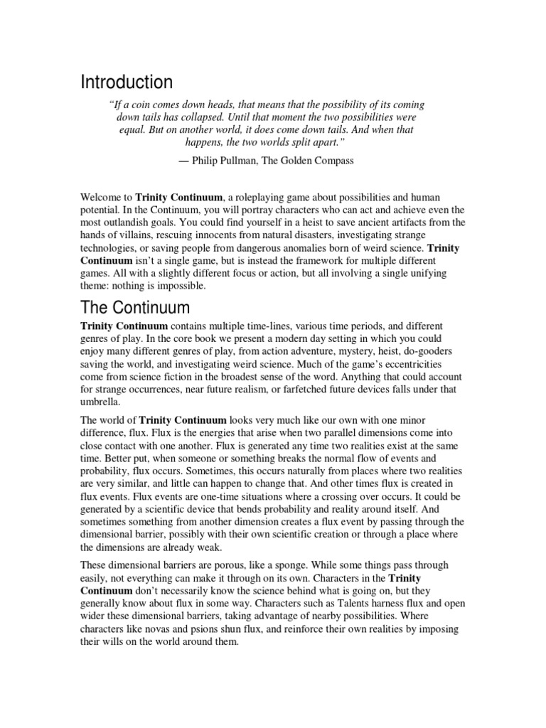 Trinity Continuum Roleplaying Game Overview | PDF | Moon