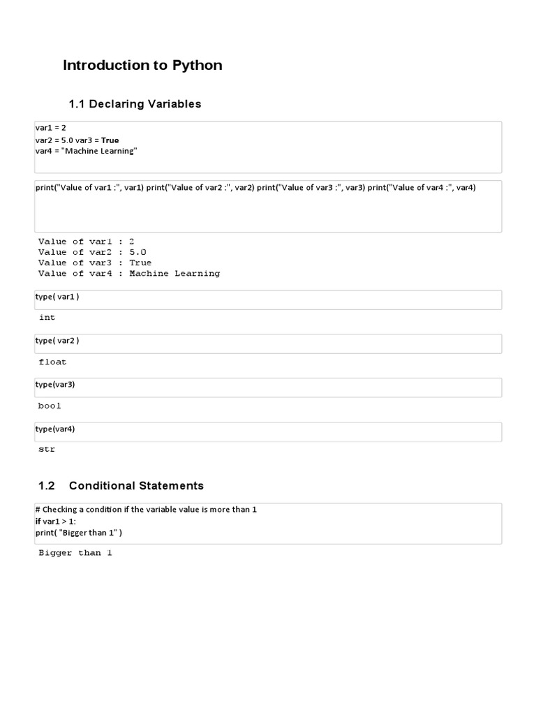 Introduction To Python: 1.1 Declaring Variables | PDF | Anonymous ...