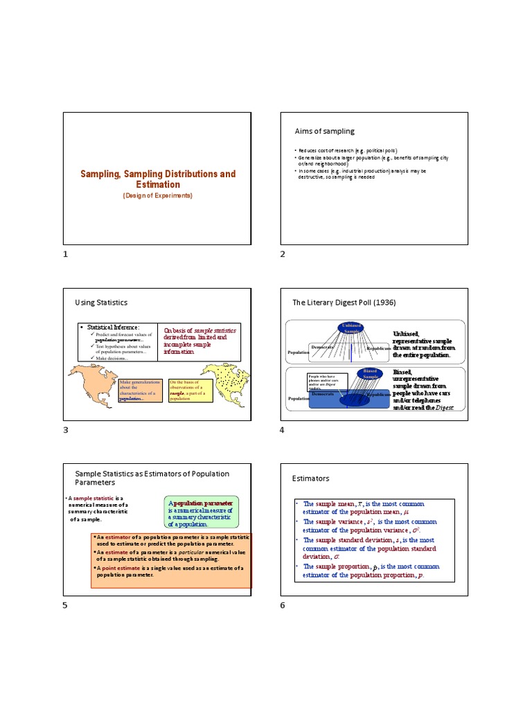 Sampling, Sampling Distributions and Estimation | PDF | Estimator | Sampling (Statistics)