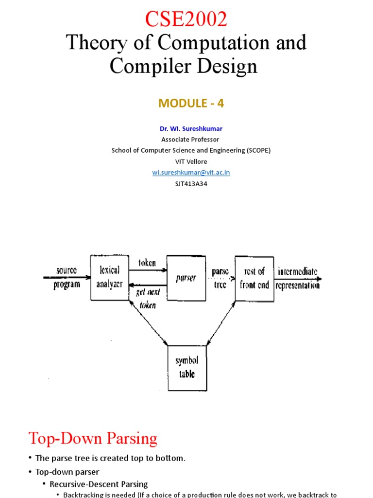 Theory of Computation and Compiler Design: Module - 4 | PDF | Parsing | Implementation