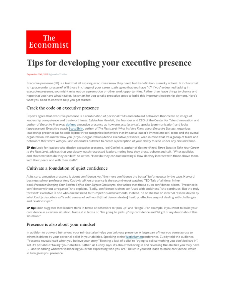 Developing Your Executive Presence: Tips for Cultivating Confidence ...