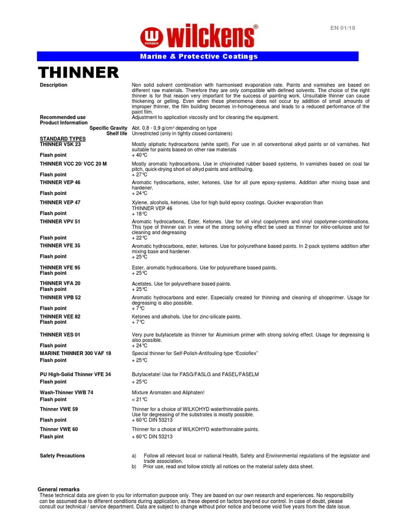 Thinner EN PDF | Download Free PDF | Varnish | Paint
