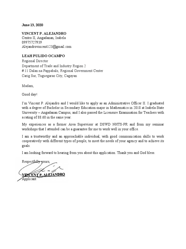Letter To DTI | PDF | Career & Growth