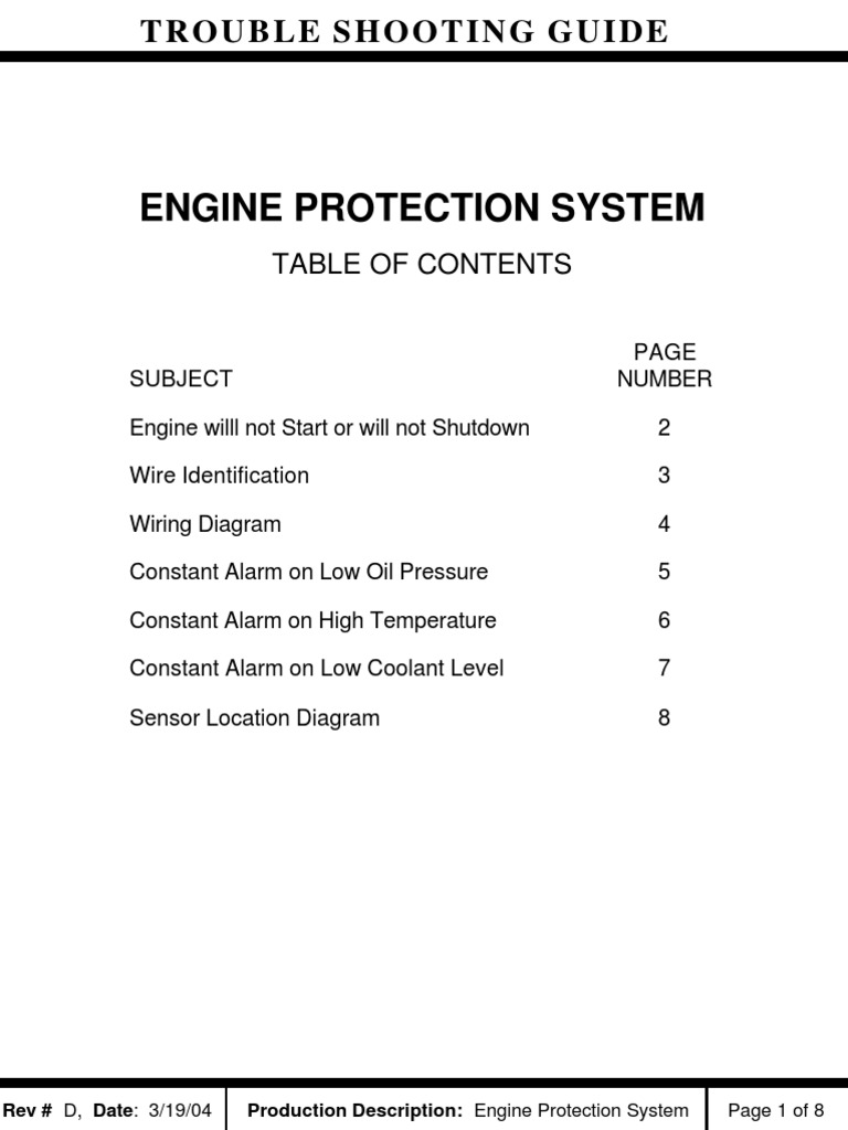 Engine Protection System: Trouble Shooting Guide | PDF | Electrical ...