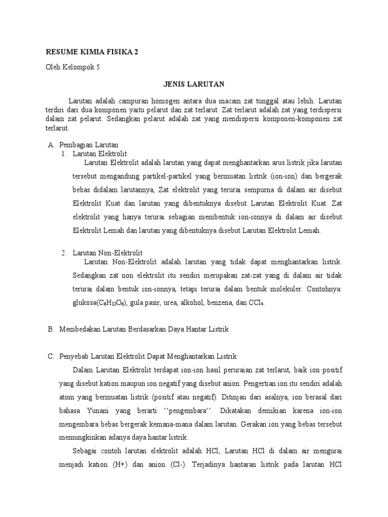 Resume Jenis Larutan | PDF