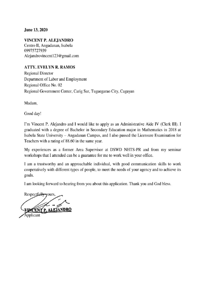 Letter To DOLE | PDF