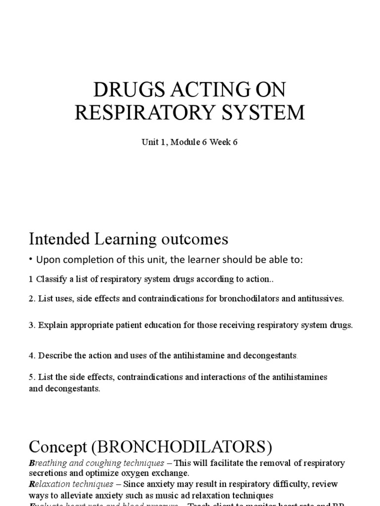 Drugs Acting On Respiratory System | PDF | Rtt | Clinical Medicine