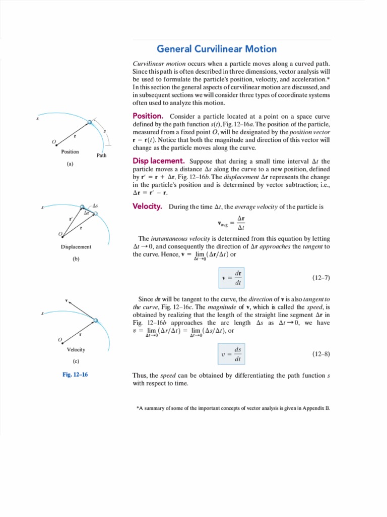 Curvilinear Motion: Set), 12-16a. Position Vector R Ret) | PDF ...