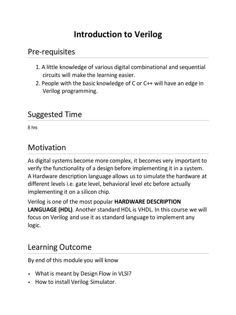 Introduction To Verilog | PDF | Art | Computers