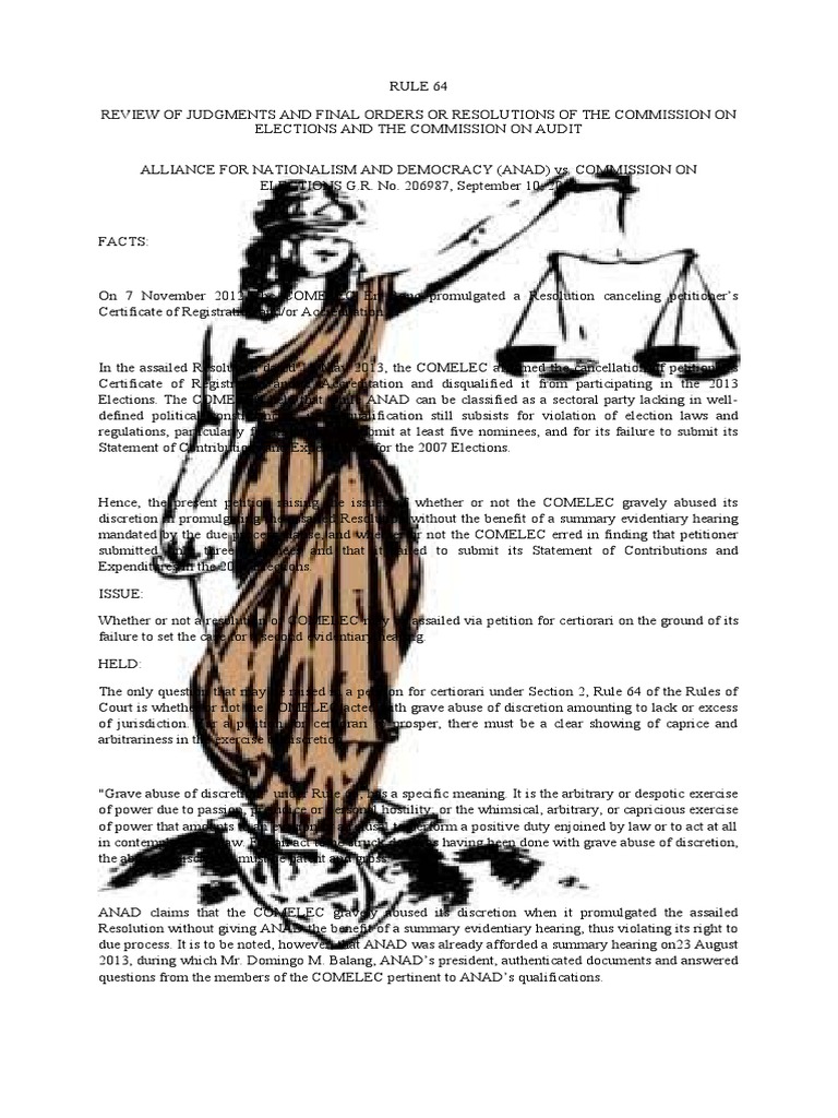 Rule 64 | PDF | Discretion | Constitutional Law