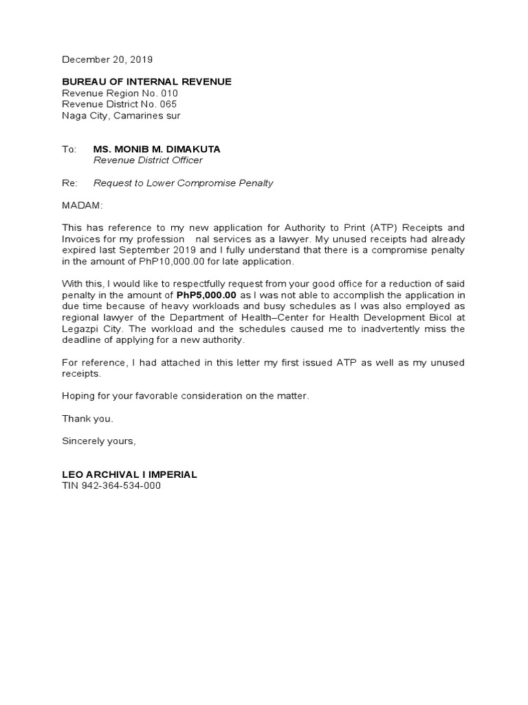 Request for Compromise Penalty Reduction | PDF