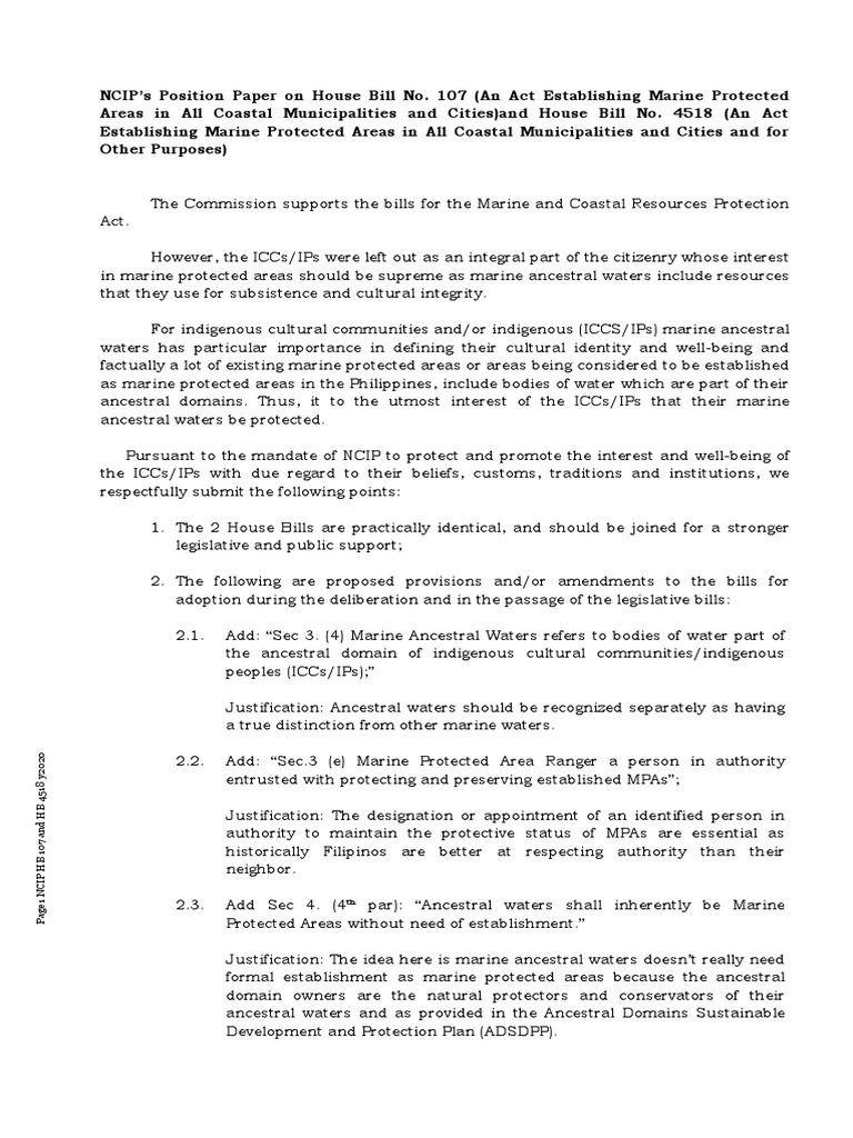 Position Paper-Marine Areas | PDF | Protected Area | Policy