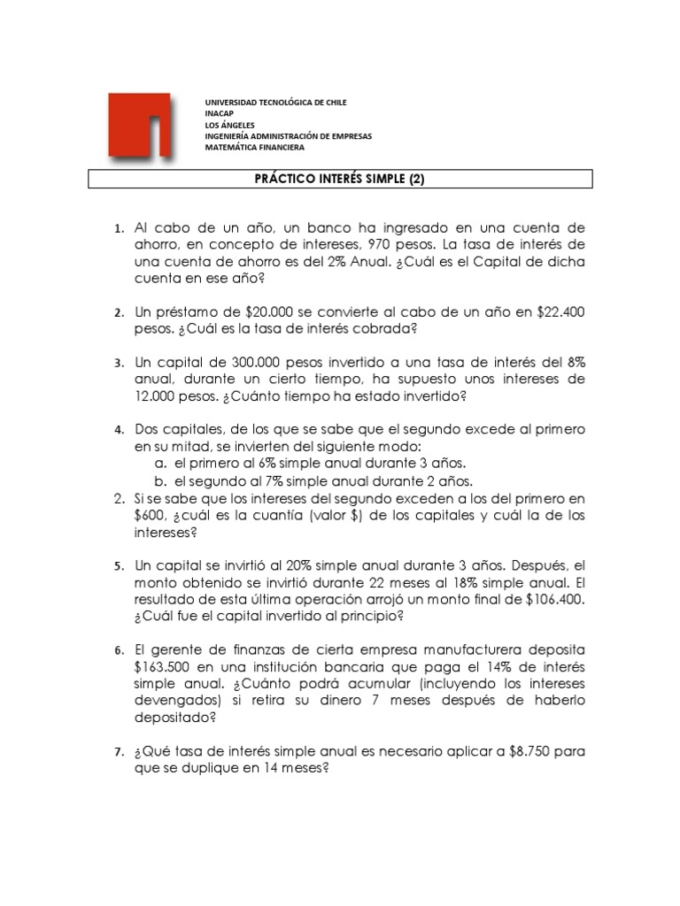 Practico 2 - Int Simple | PDF | Interés | Tasas de interés