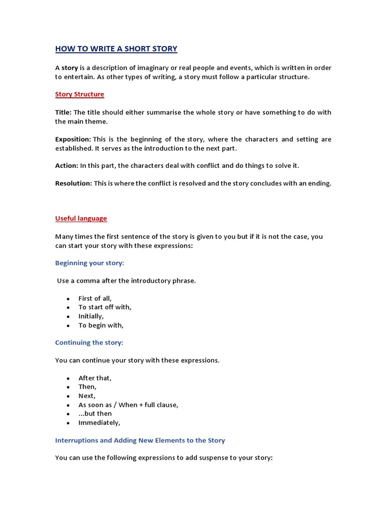 B1.1 - How To Write A Short Story PDF | PDF