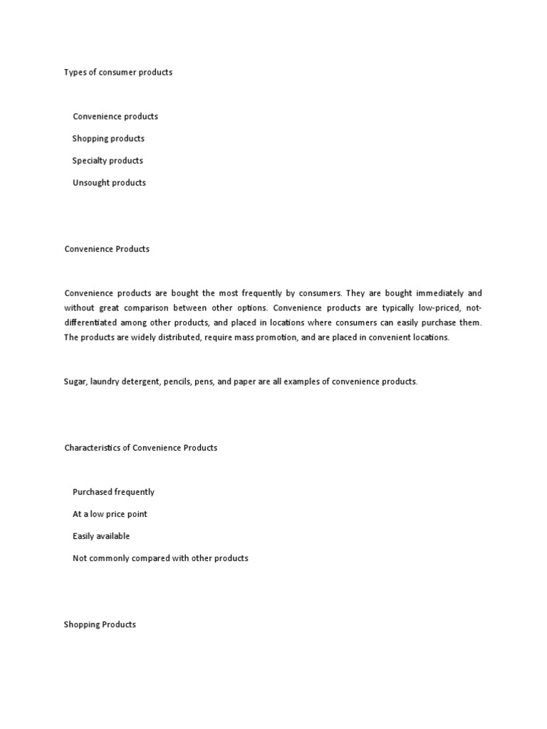Understanding the Different Types of Consumer Products: Convenience ...