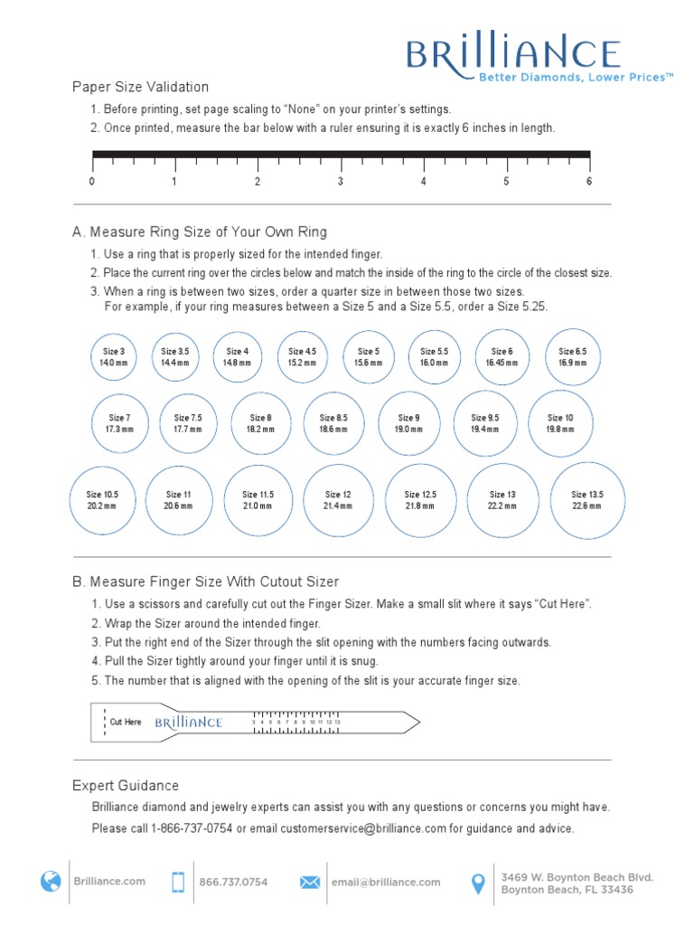 Ring Size Chart | PDF | Graphic Design | Printing