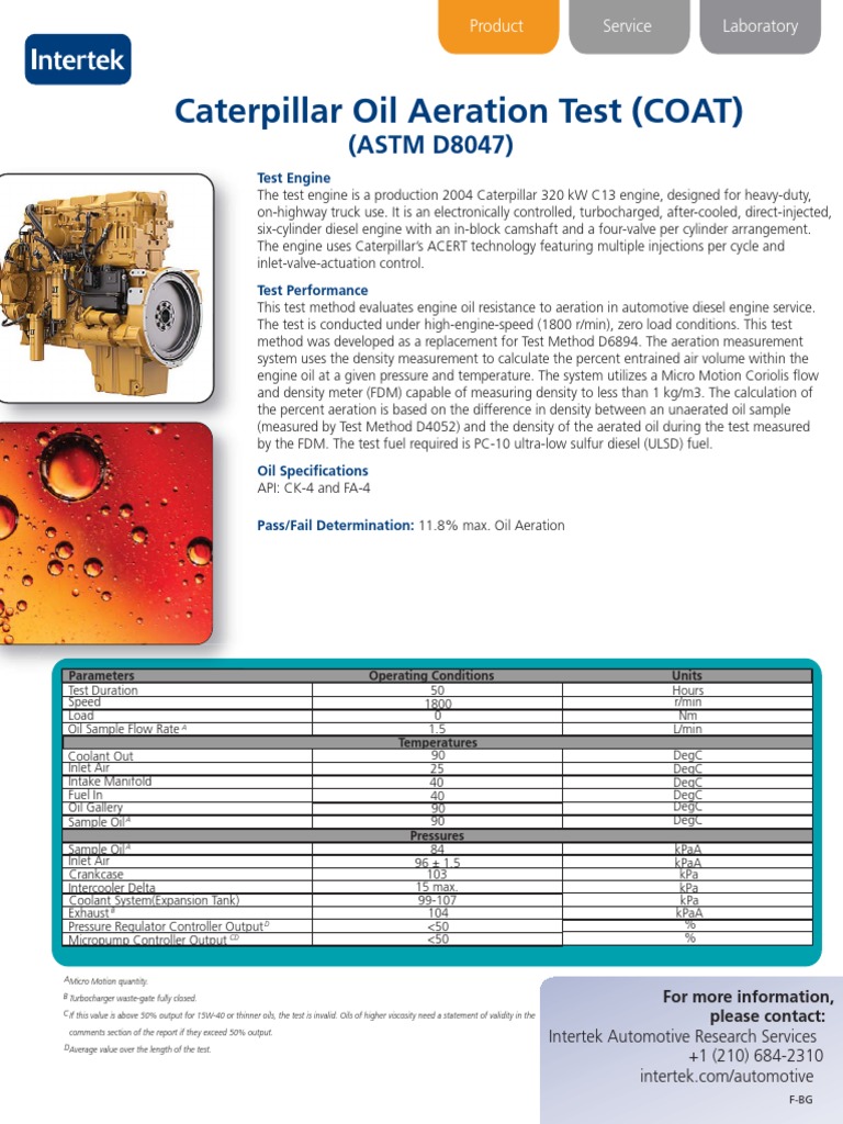 Caterpillar Oil Aeration Test Guide | PDF | Diesel Engine | Turbocharger