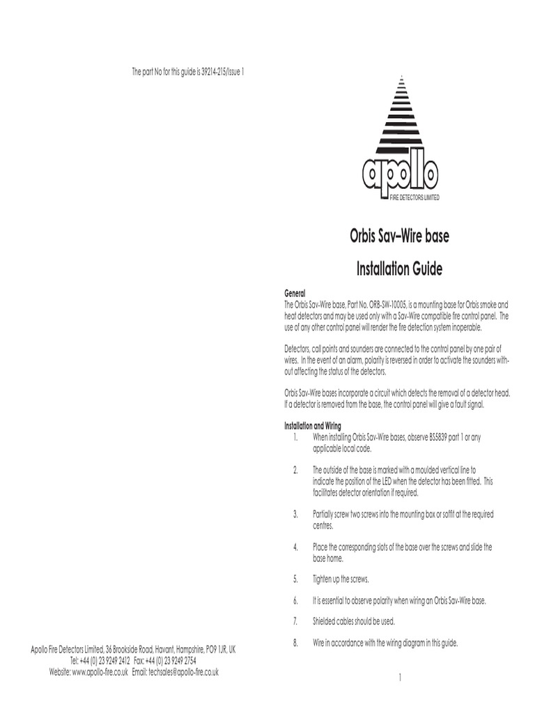 Orbis Sav-Wire Base Installation Guide: General | PDF | Electrical Wiring | Electrical Engineering
