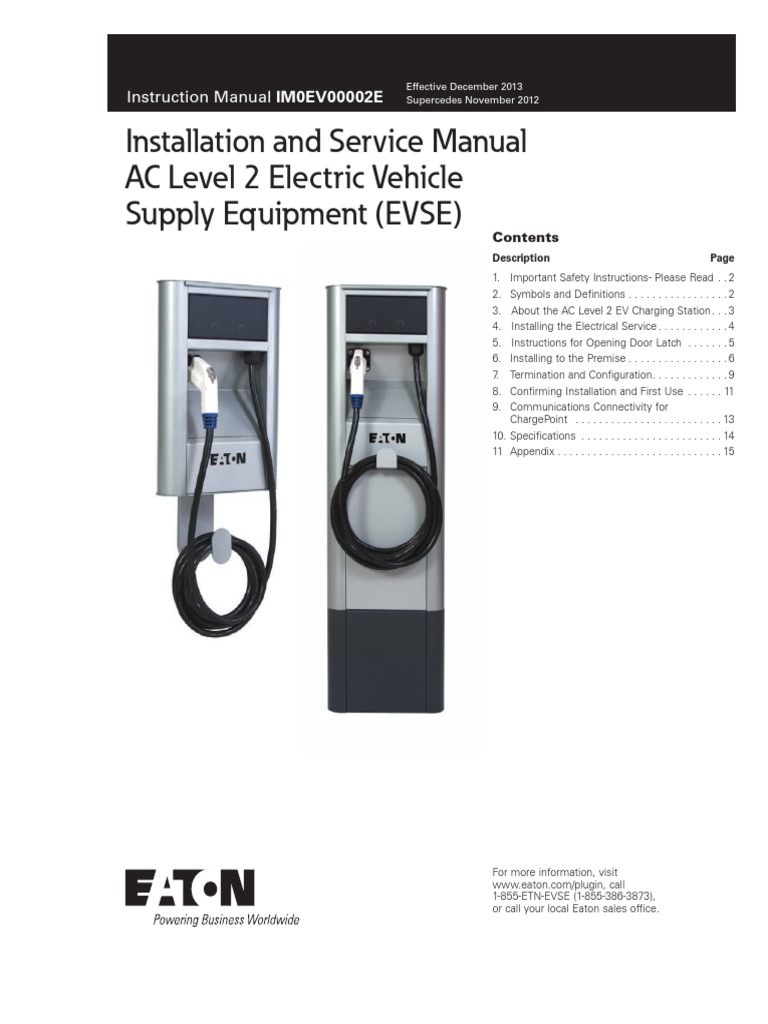 Installation and Service Manual AC Level 2 Electric Vehicle Supply ...