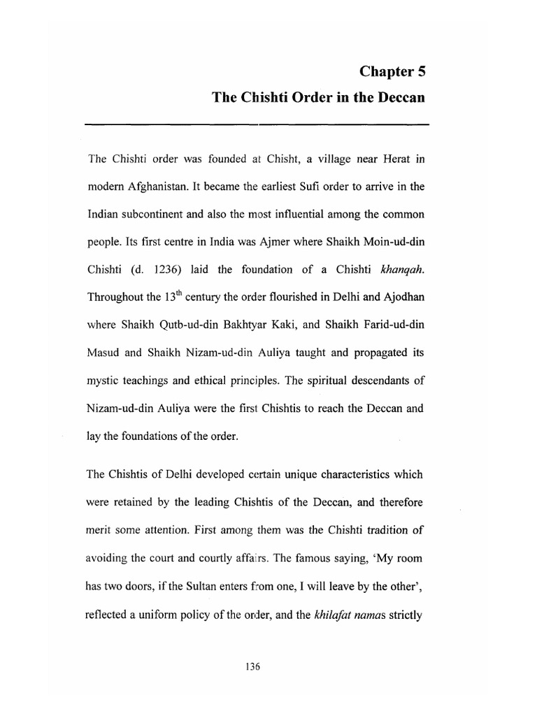 Chishti Order in Deccan | PDF | Sufism | Islamic Branches