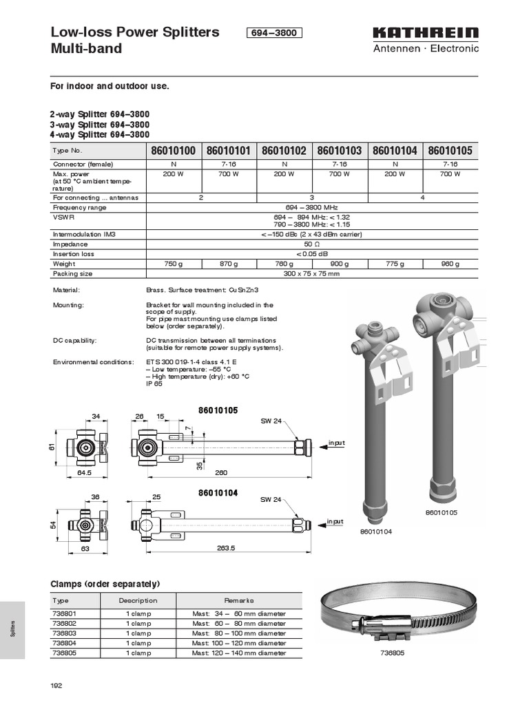 Multi-band Low-Loss Power Splitters for Indoor and Outdoor Use with ...