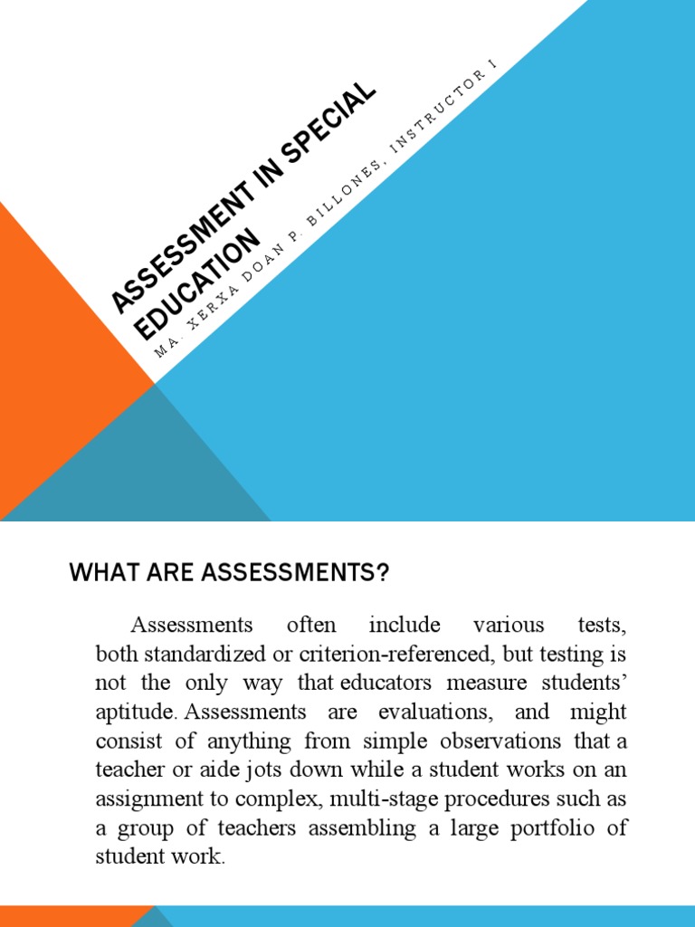 Forms of Assessment in SPED Categories of Disability | PDF ...