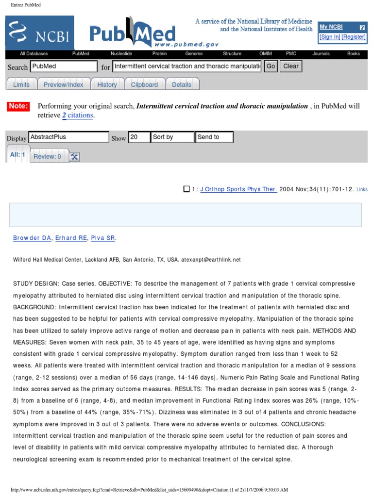 Cervical Traction and Manipulation Study | PDF | Clinical Medicine ...