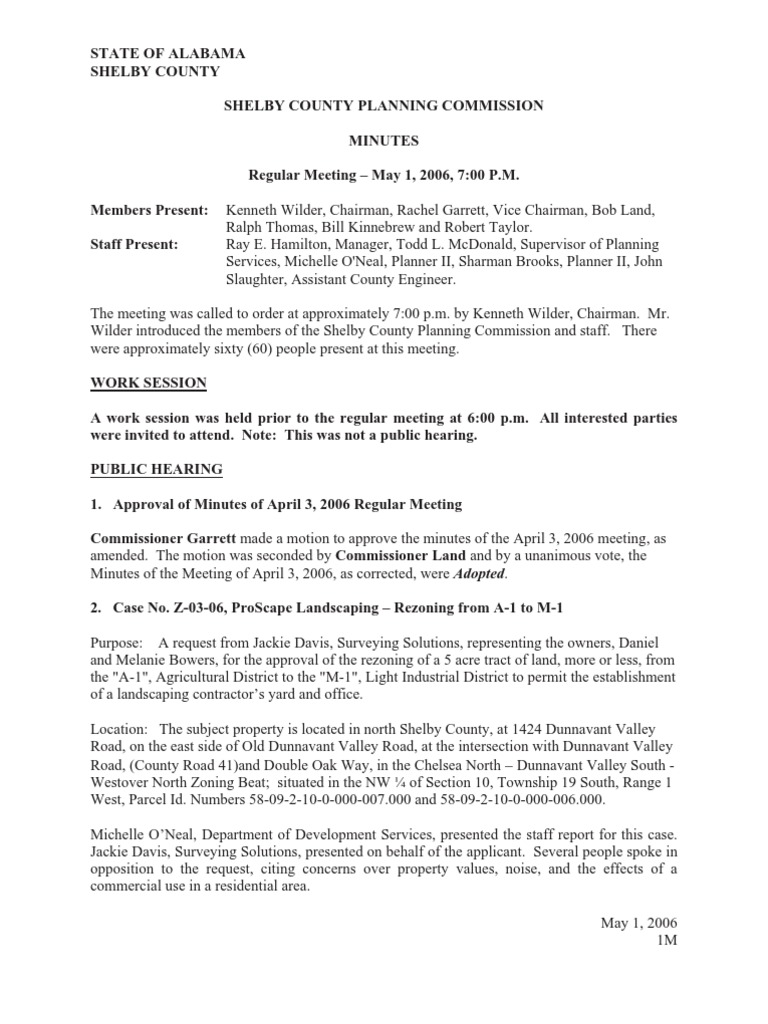 Todd McDonald Shelby County and Dothan Alabama New Zoning | PDF | Plat ...