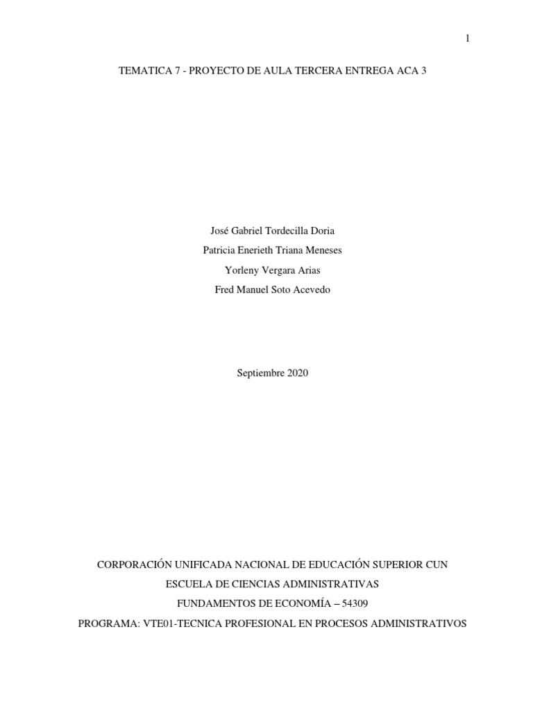 TEMATICA 7 - Proyecto de Aula Tercera Entrega ACA 3 | PDF | Oferta y demanda | Mercado (economía)