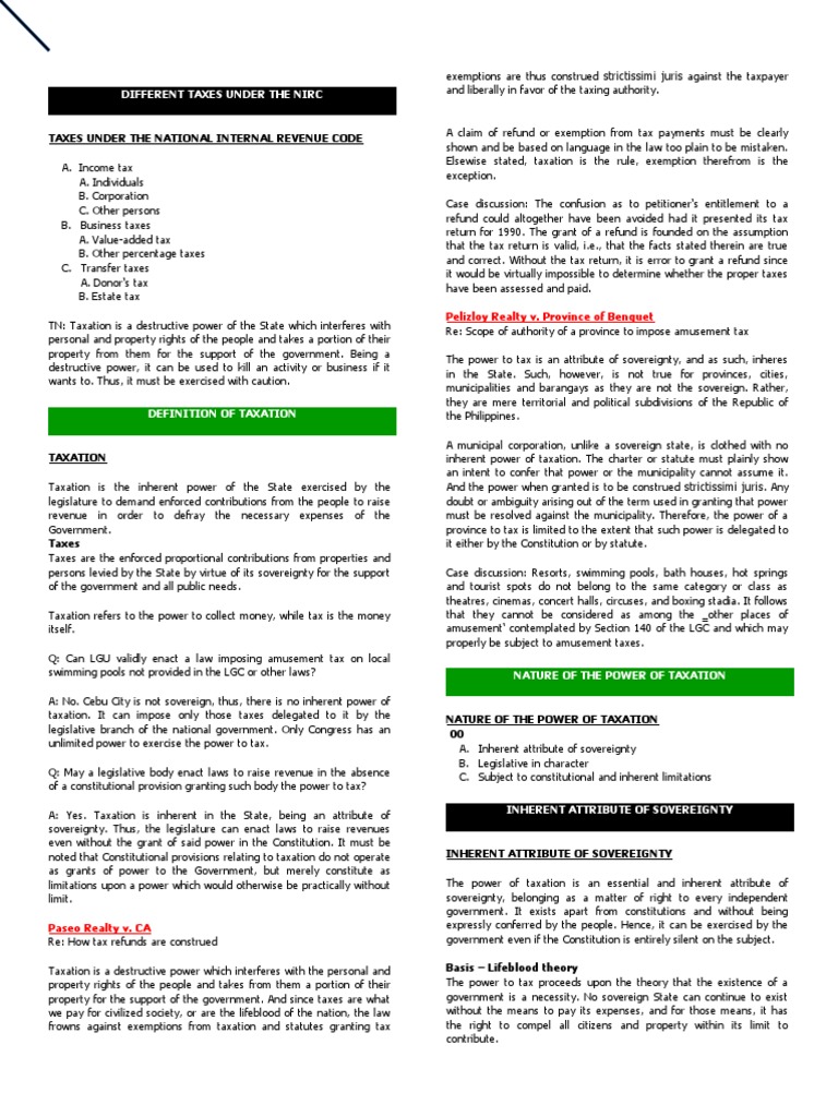 Taxation Notes | PDF | Tax Exemption | Taxes