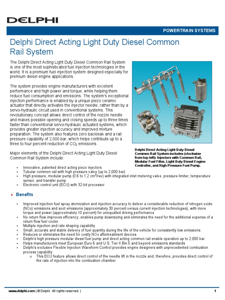 Delphi Direct Acting Light Duty Diesel Common Rail System: Powertrain ...