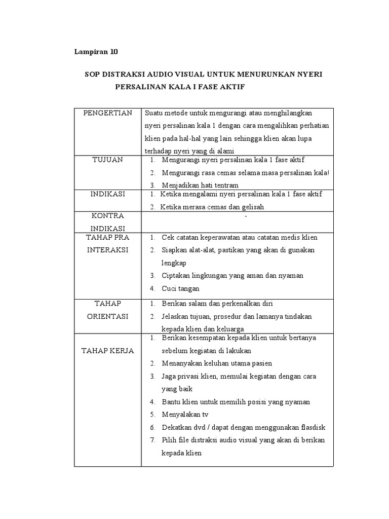 (Lamp 10) Sop Distraksi Audio Visual | PDF