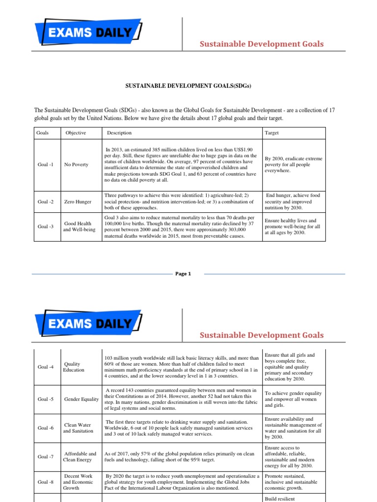 Sustainable Development Goals (SDGS) | PDF | Sustainability | Poverty