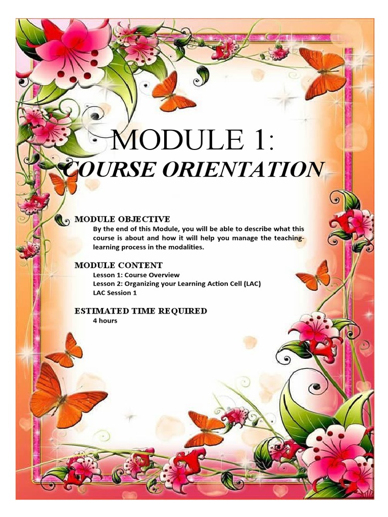 Course Orientation: Module Objective | PDF | Learning | Teachers
