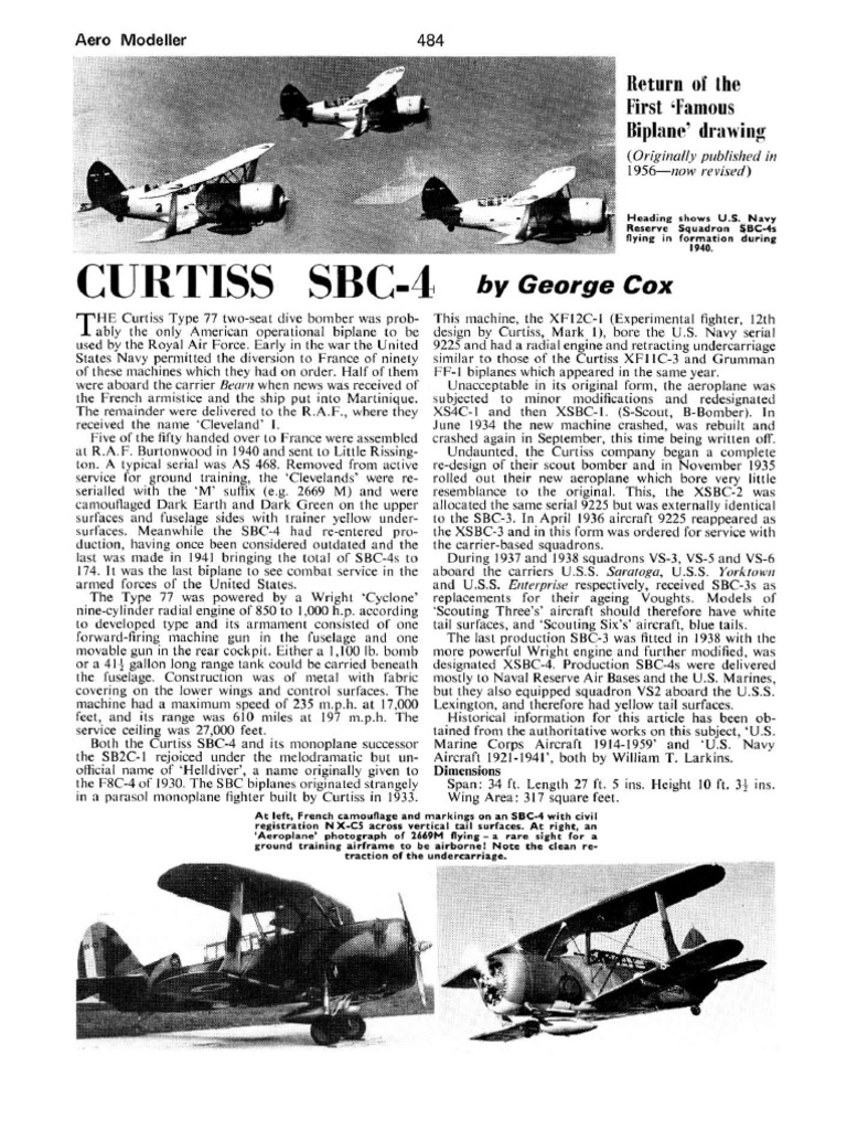 Aircraft Described Curtis SBC-4. Aeromodeller September 1968 | PDF ...