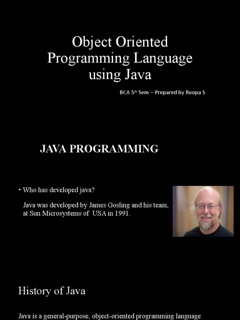 Object Oriented Programming Language Using Java: Bca 5 Sem - Prepared by Roopa S | PDF | Java ...