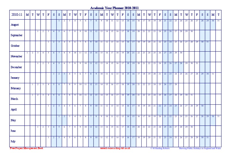 Academic Year Planner 2010 2011 | PDF | Academia