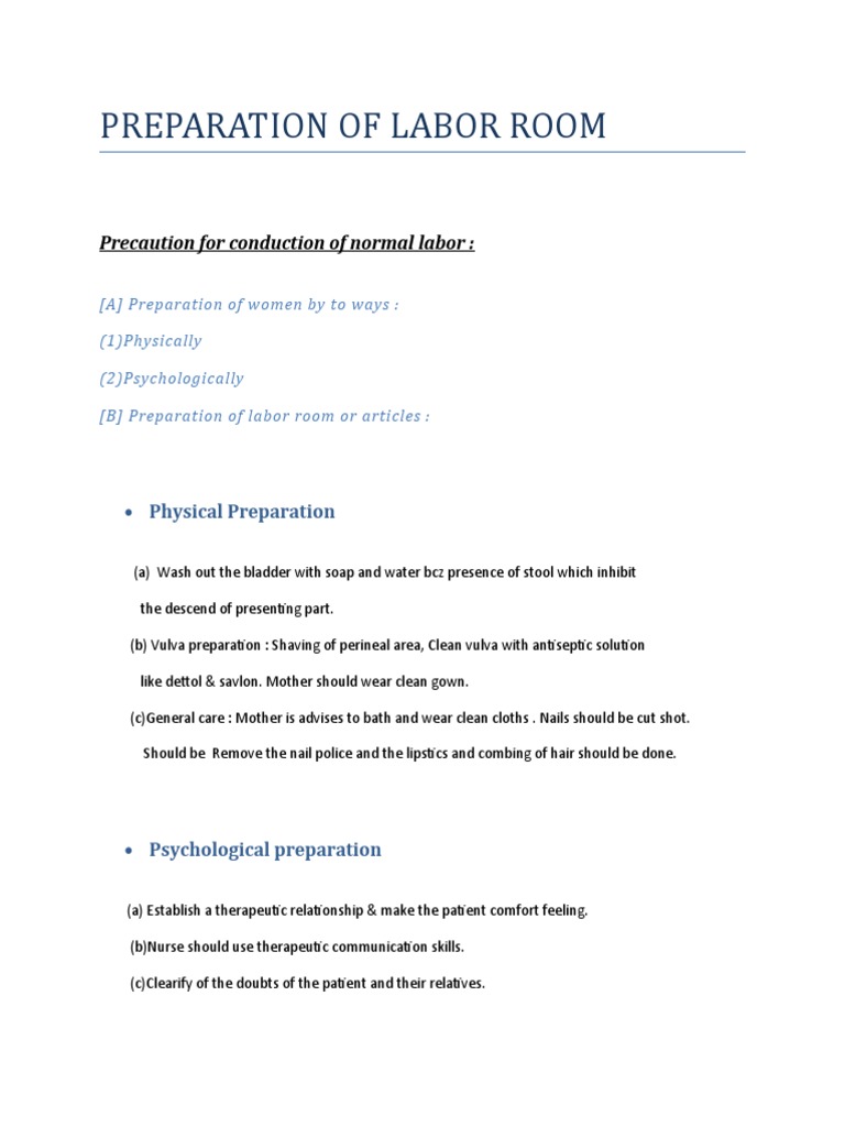 Preparation of Labor Room | PDF