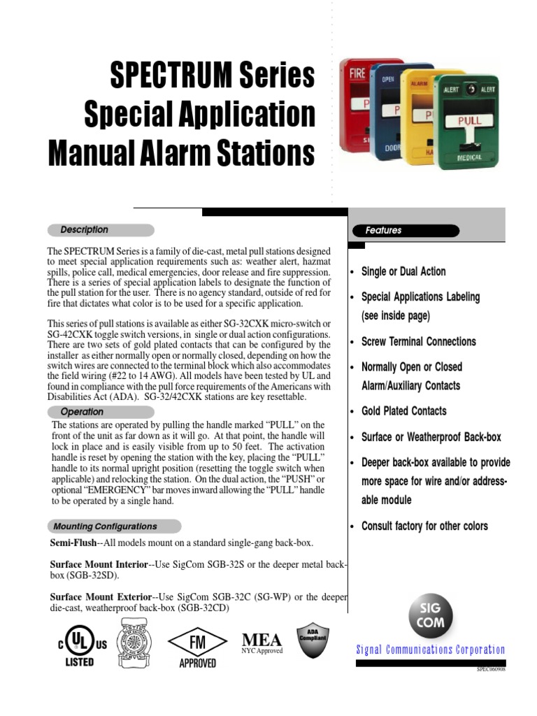 SPECTRUM Series Special Application Manual Alarm Stations: Description ...