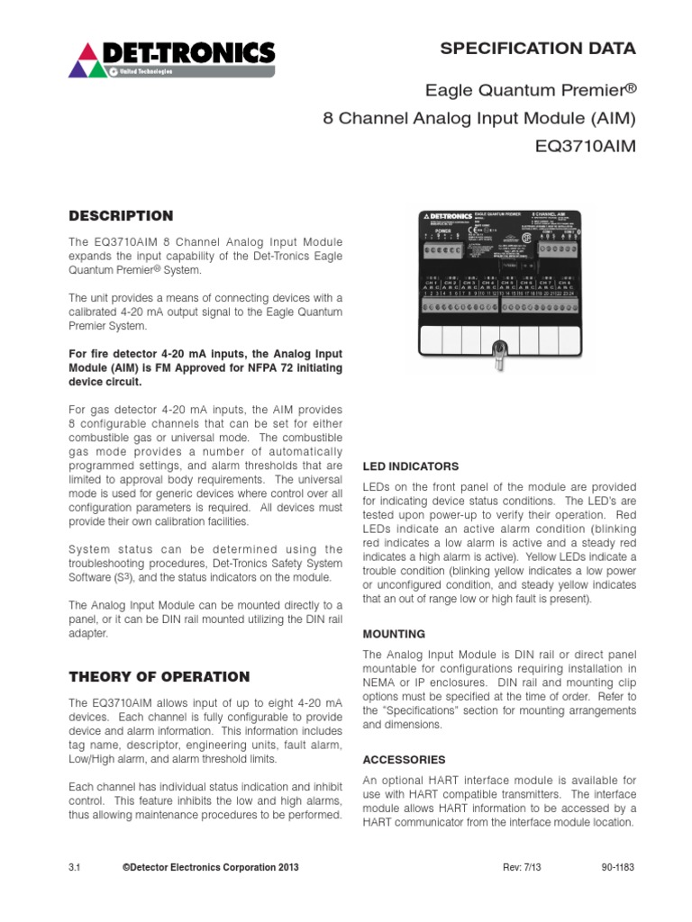 Eagle Quantum Premier 8 Channel Analog Input Module (AIM) EQ3710AIM ...