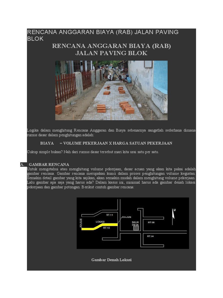 Rencana Anggaran Biaya Paving Blok | PDF