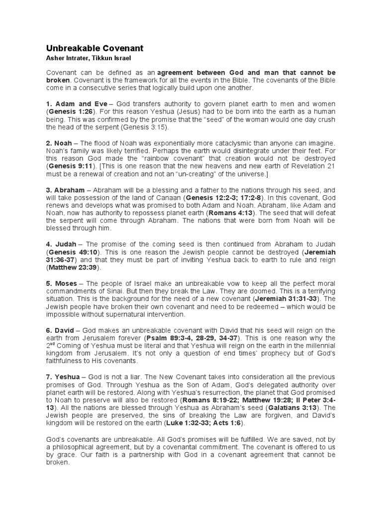 Unbreakable Covenant: Asher Intrater, Tikkun Israel | PDF | Covenant ...