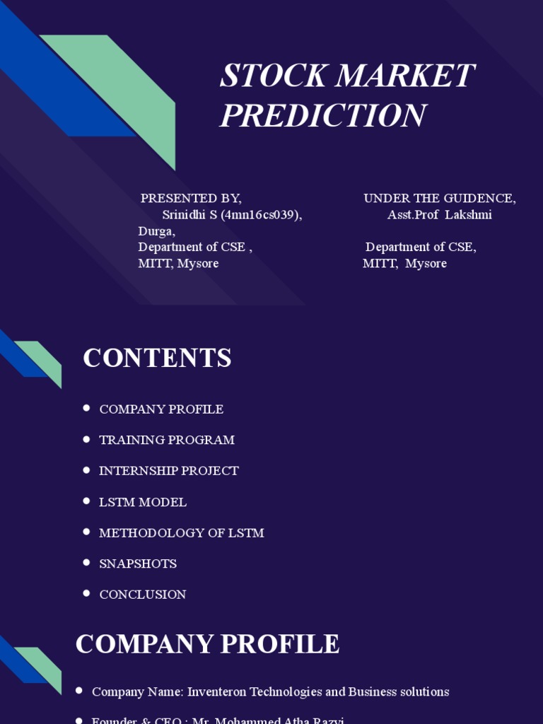 Stock Market Prediction | PDF | Prediction | Machine Learning